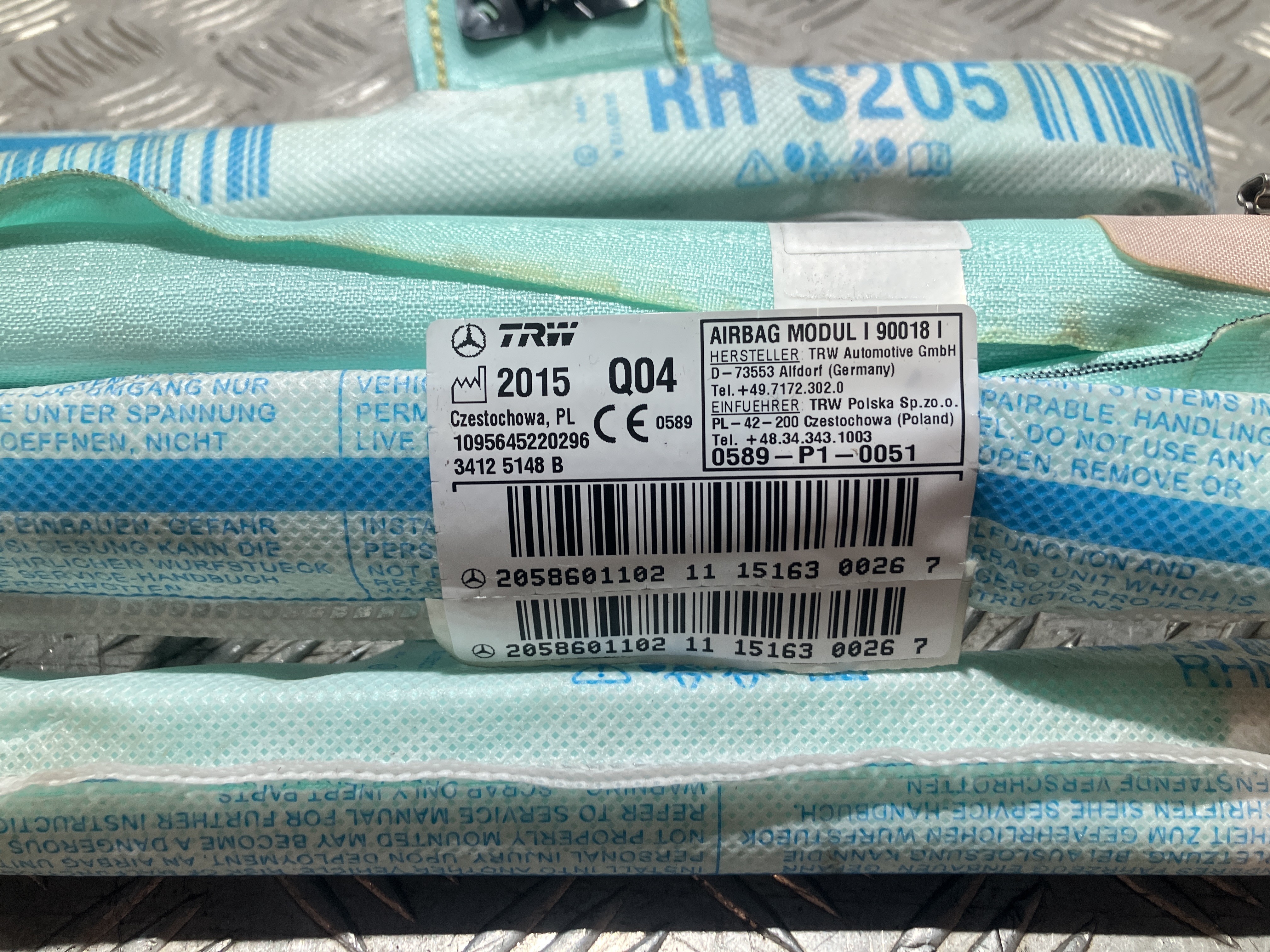 KURTYNA POWIETRZNA PRAWA AIRBAG MERCEDES C KLASA W205 KOMBI